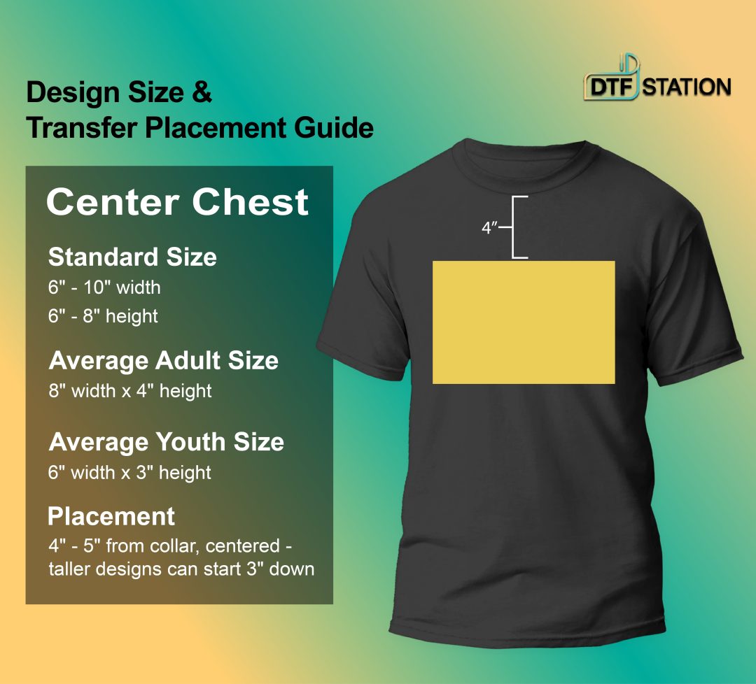 T-shirt Design Size Chart Transfer Placement Guide - DTF Station
