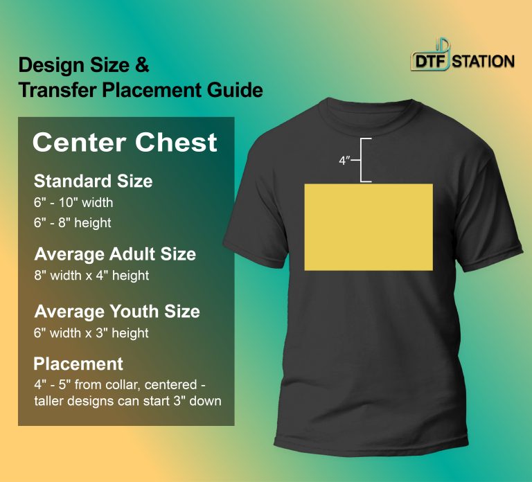 T-shirt Design Size Chart Transfer Placement Guide - DTF Station