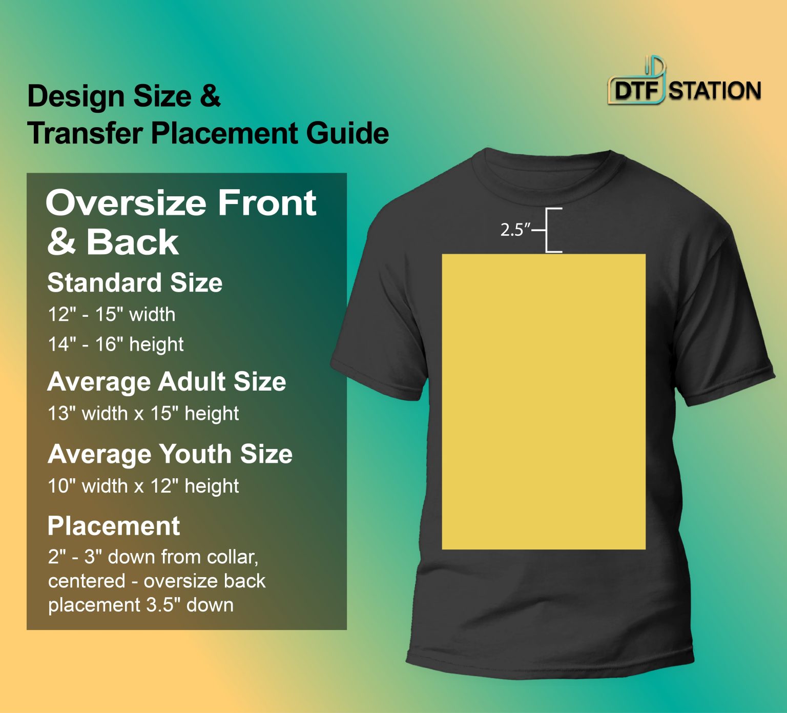 Transfer Placement & T-Shirt Design Size Chart | DTF Station